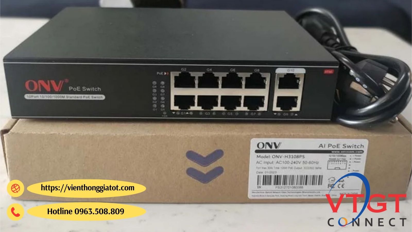 Switch POE 8 cổng 10/100/1000M POE +2 cổng uplink ONV-H3108PS | Vienthonggiatot.com